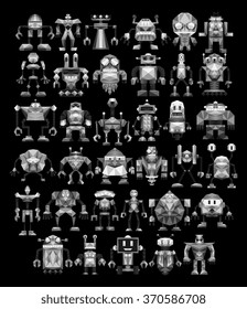 Vector Set Different Robots Isolated On: เวกเตอร์สต็อก (ปลอดค่า ...
