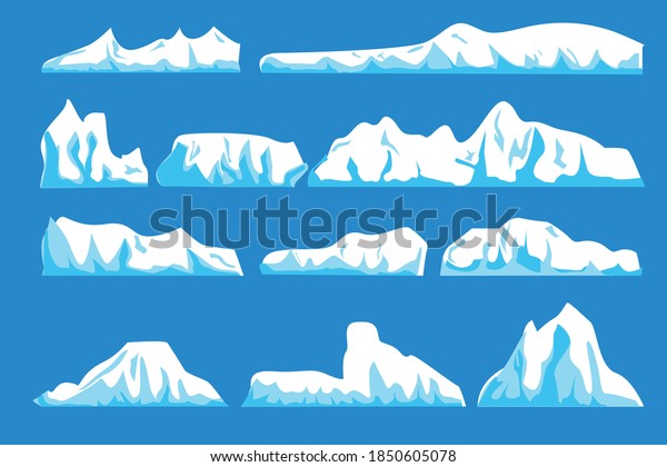 Vector Set Floating Icebergs Flat Cartoon Stock Vector (Royalty Free ...