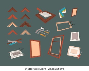 Vector Set Tools Framing Paintings Framing Stock Vector (Royalty Free ...