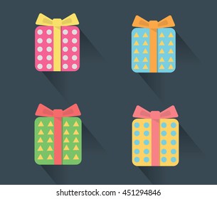 Vector Set Gift Boxes Flat Design Stock Vector (Royalty Free) 451294846 ...