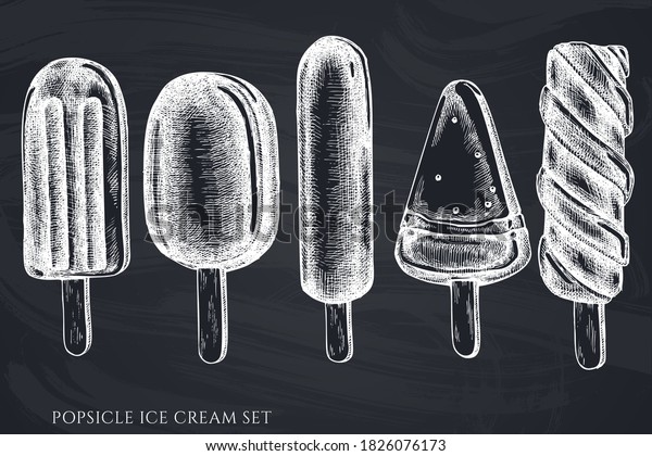 Vector Set Hand Drawn Chalk Popsicle Stock Vector (Royalty Free ...