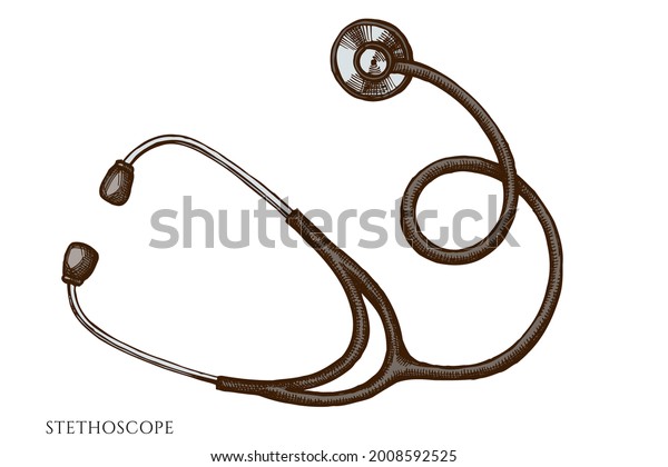 Vector Set Hand Drawn Colored Stethoscope Stock Vector (Royalty Free ...