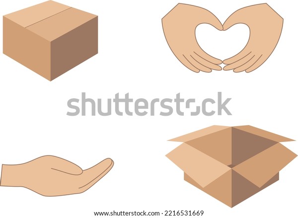 Vector Set Icons Hands Boxes Delivery Stock Vector (Royalty Free ...