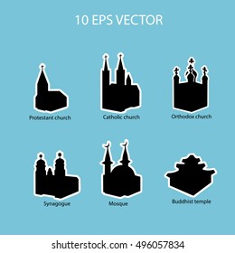 Vector Set Illustration Temples Stock Vector (Royalty Free) 496057834 ...