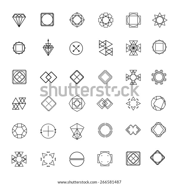 Vector Set Line Emblems Abstract Hipster Stock Vector (Royalty Free ...