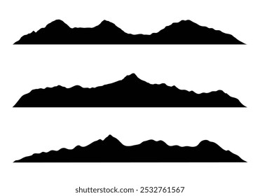 Mountain Silhouette Black Hill Set Stock Vector (Royalty Free ...