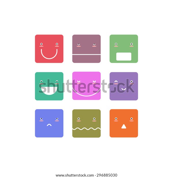 Vector Set Nine Smile Faces Modern Stock Vector (Royalty Free ...