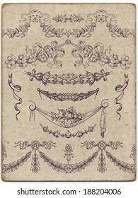 Vector Set Retro Elements Baroque Banners Stock Vector (Royalty Free ...