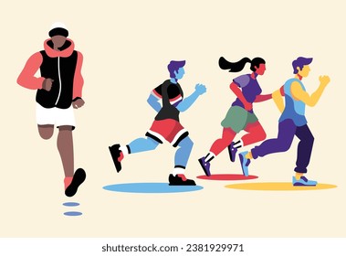 Vector Set Running Models Illustrations Collection Stock Vector ...