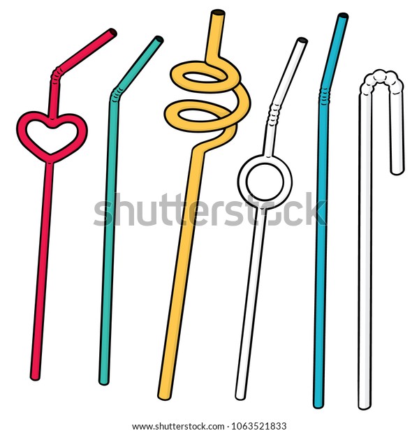 Vector Set Straw Stock Vector (Royalty Free) 1063521833 | Shutterstock