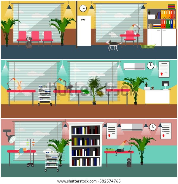 Vector Set Veterinary Clinic Interior Concept Stock Vector (Royalty ...