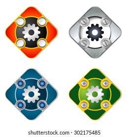 Vector Simple Objects Screws Cogwheels Stock Vector (Royalty Free ...