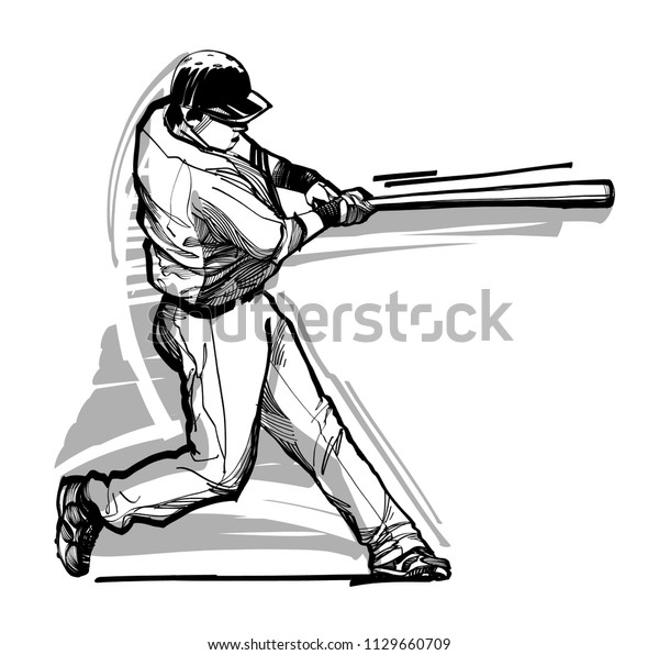 Vector Sketch Baseball Player Stock Vector (Royalty Free) 1129660709 ...