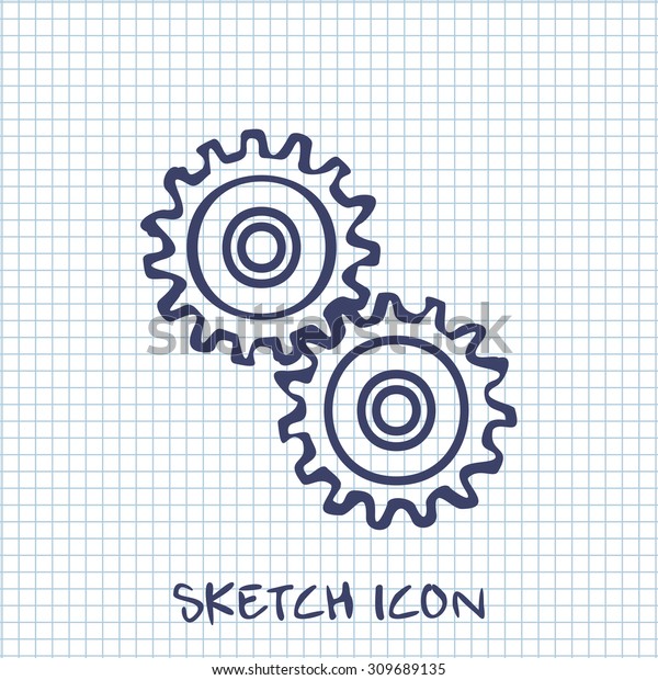 Vector Sketch Icon Two Gears Stock Vector (Royalty Free) 309689135 ...