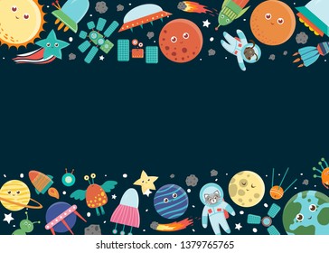 Vector Space Frame Template Horizontal Border Stock Vector (Royalty ...