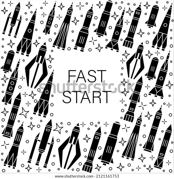 Vector Space Rockets Border Frame Isolated Stock Vector (Royalty Free ...