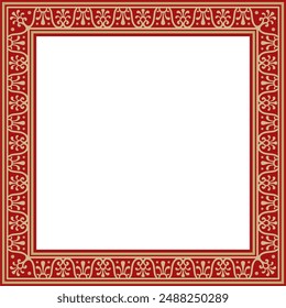 Vector Square Gold Red Border Frame Stock Vector (Royalty Free ...