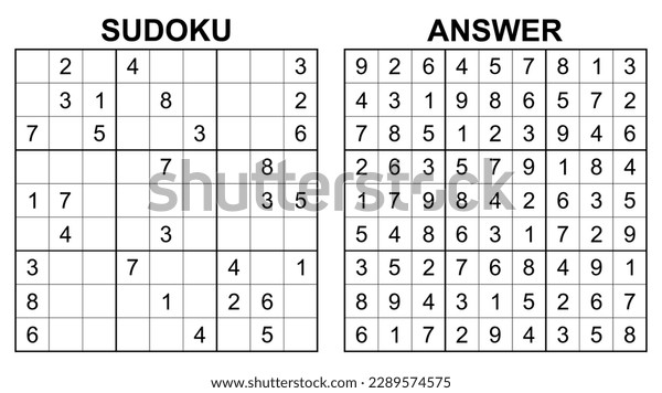 Vector Sudoku Answer 20 Educational Game Stock Vector (Royalty Free ...