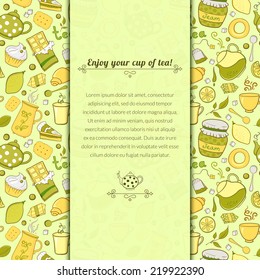 Vector Tea Sweets Background Template Card Stock Vector (Royalty Free ...