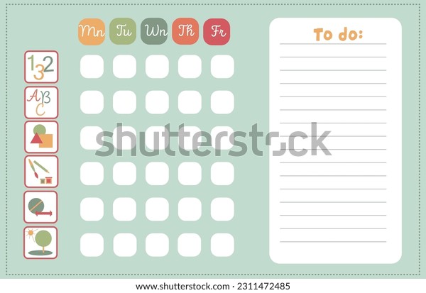 Vector Template Children Activities Do List Stock Vector (Royalty Free ...