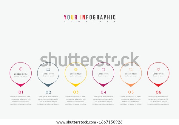 Vector Timeline Infographic 6 Pointers Steps Stock Vector (Royalty Free ...