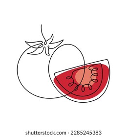 Vector Tomato Line Continuous Hand Drawn Stock Vector (Royalty Free ...