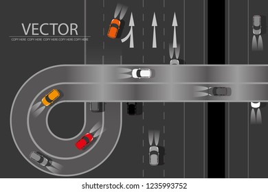 Vector Top View Over Pass Junction Stock Vector (Royalty Free ...