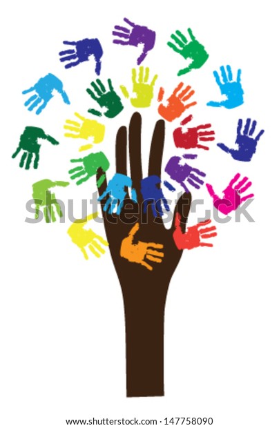 Vector Tree Hand Prints Stock Vector (Royalty Free) 147758090 ...