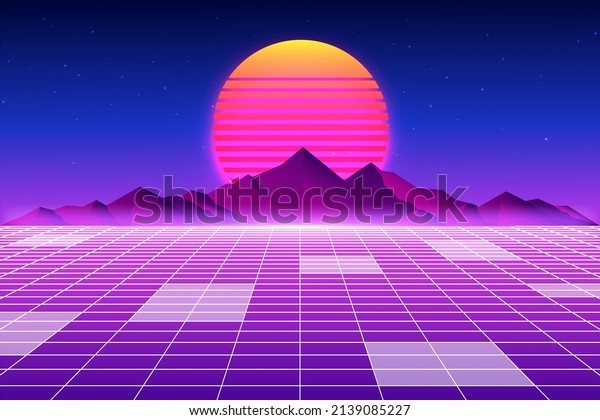 Vector Vaporwave Retrowave Synthwave Retro Sci-fi Stock Vector (Royalty ...