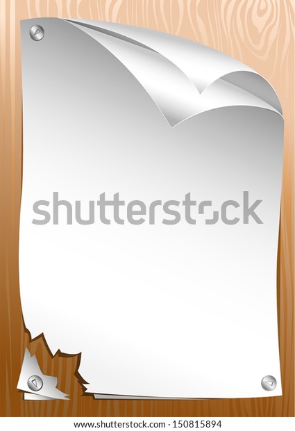 Vector Vertical Torn Paper Sheet Pinned: vector de stock (libre de ...