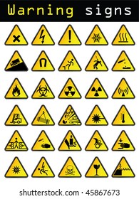 Set Safety Signs Caution Signs Collection Stock Vector (Royalty Free ...