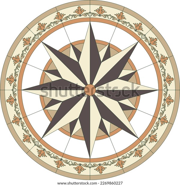 Vector Wind Rose Circle Round Geometric Stock Vector (Royalty Free ...