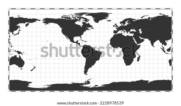 Vector World Map Equirectangular Plate Carree Stock Vector (Royalty ...