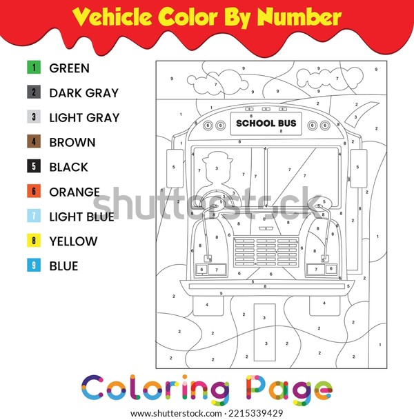 Vehicle Color By Number Train Bus Stock Vector (Royalty Free ...
