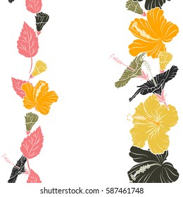 Vertical Hibiscus Vector Pattern Copy Space Stock Vector (Royalty Free ...