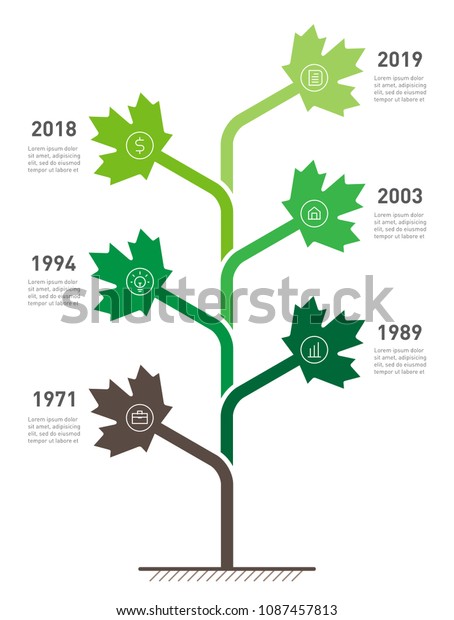 Vertical Timeline Infographics Tree Development Growth Stock Vector ...
