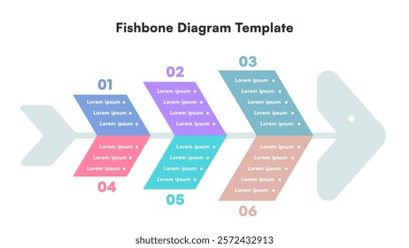 Colorful Fishbone Diagram Template Problem Analysis Stock Vector ...