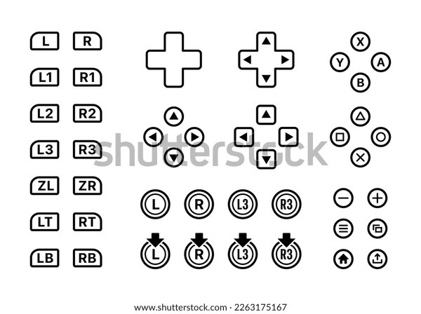 Video Game Controller Button Set Collection Stock Vector (Royalty Free ...