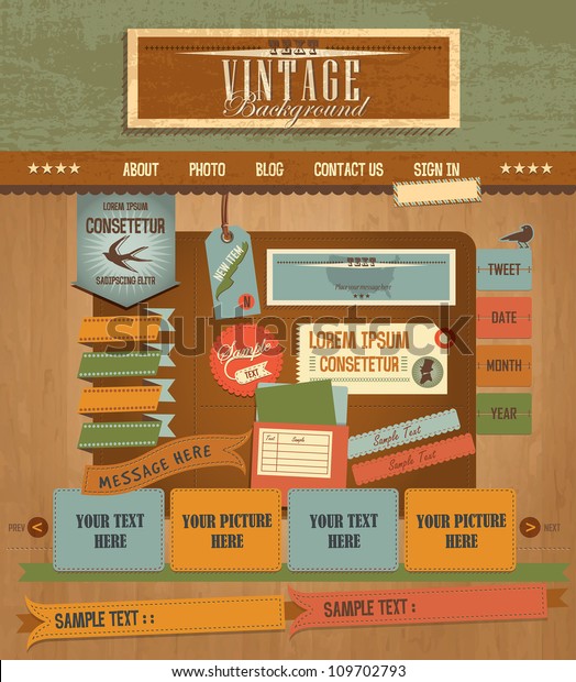Vintage Web Design Elements 2 Stock Vector (Royalty Free) 109702793 ...