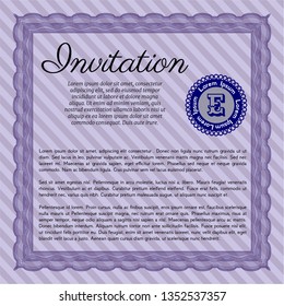 Violet Invitation Template Complex Linear Background Stock Vector ...