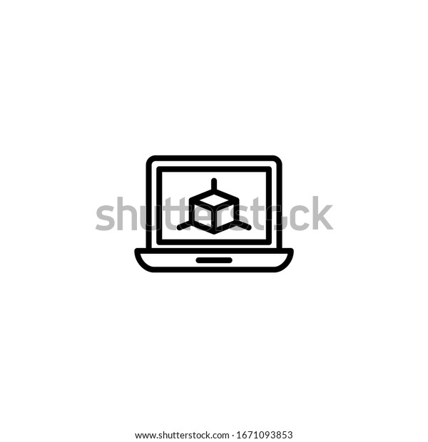 Virtual Machine Icon Vector Linear Outline Stock Vector (Royalty Free ...