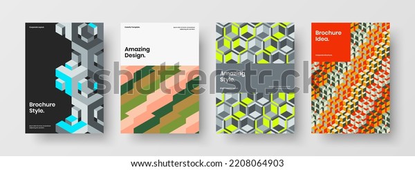 Vivid Geometric Shapes Poster Layout Collection Stock Vector (Royalty ...