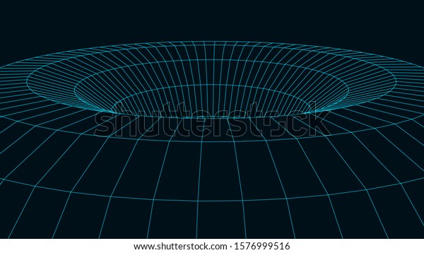 Vortex Vector Perspective Curved Grid Wireframe Stock Vector (Royalty ...
