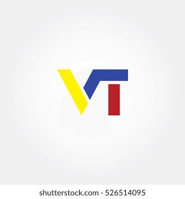 Vt Flat Initial Letter Logo Combining Stock Vector (Royalty Free ...