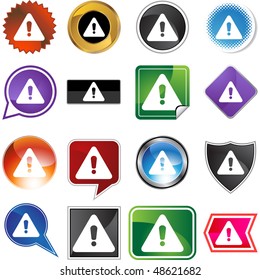 Warning Sign Web Button Isolated On Stock Vector (Royalty Free ...
