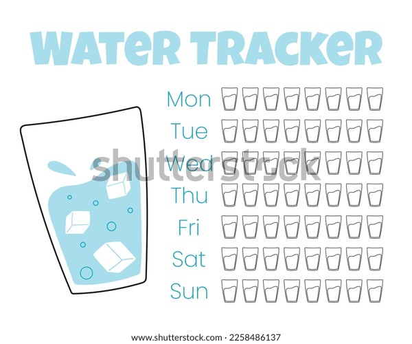 Water Tracker Vector Template Drinking Water Stock Vector (Royalty Free ...