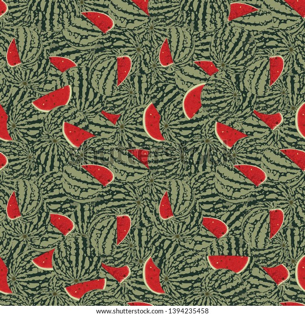 Watermelon Fruit Pattern Drawing Vector Stock Vector (Royalty Free ...