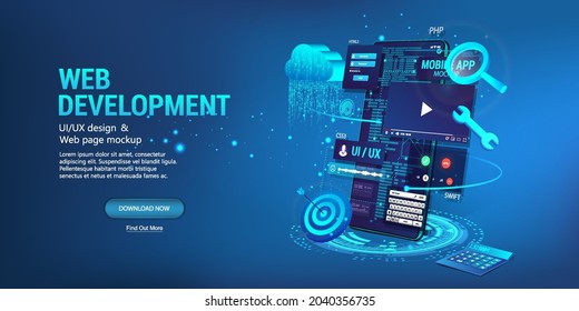 Web Banner Development Website Applications Mobile Stock Vector (Royalty Free) 2040356735 ...
