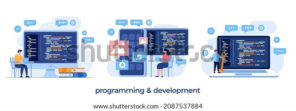 Web Development Programming Languages Css Html Stock Vector (Royalty ...