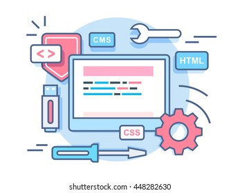 Coding Vector Illustration Stock Vector (Royalty Free) 687456625 ...